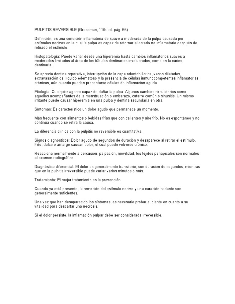 Pulpitis Reversible | PDF