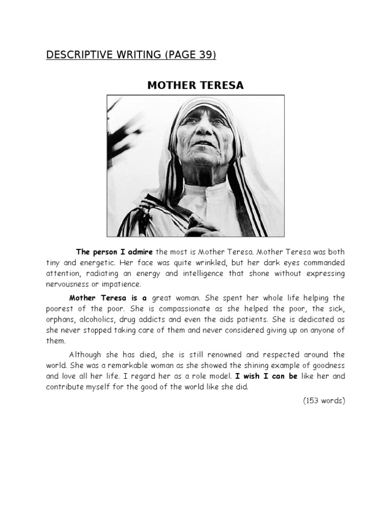 Admiring Mother Teresa's Legacy | PDF | Poetry