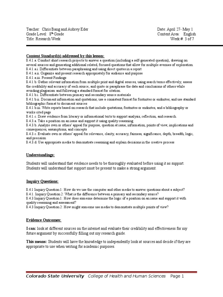 Cas - Lesson Plan | PDF | Inquiry | Evaluation