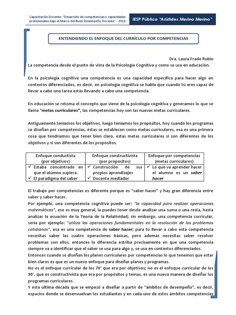 Competencias Laura Frade Rubio | PDF | Prueba (evaluación ...