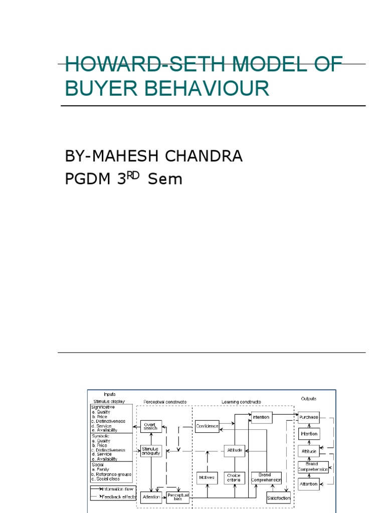 Howard-Seth Model of Buyer Behaviour: By-Mahesh Chandra PGDM 3 Sem | PDF