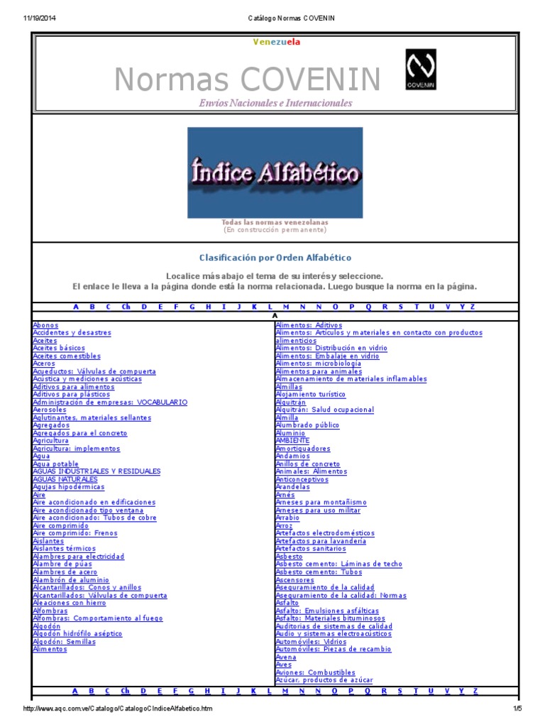 Catálogo de Normas COVENIN en Venezuela | PDF | Industrias | Materiales