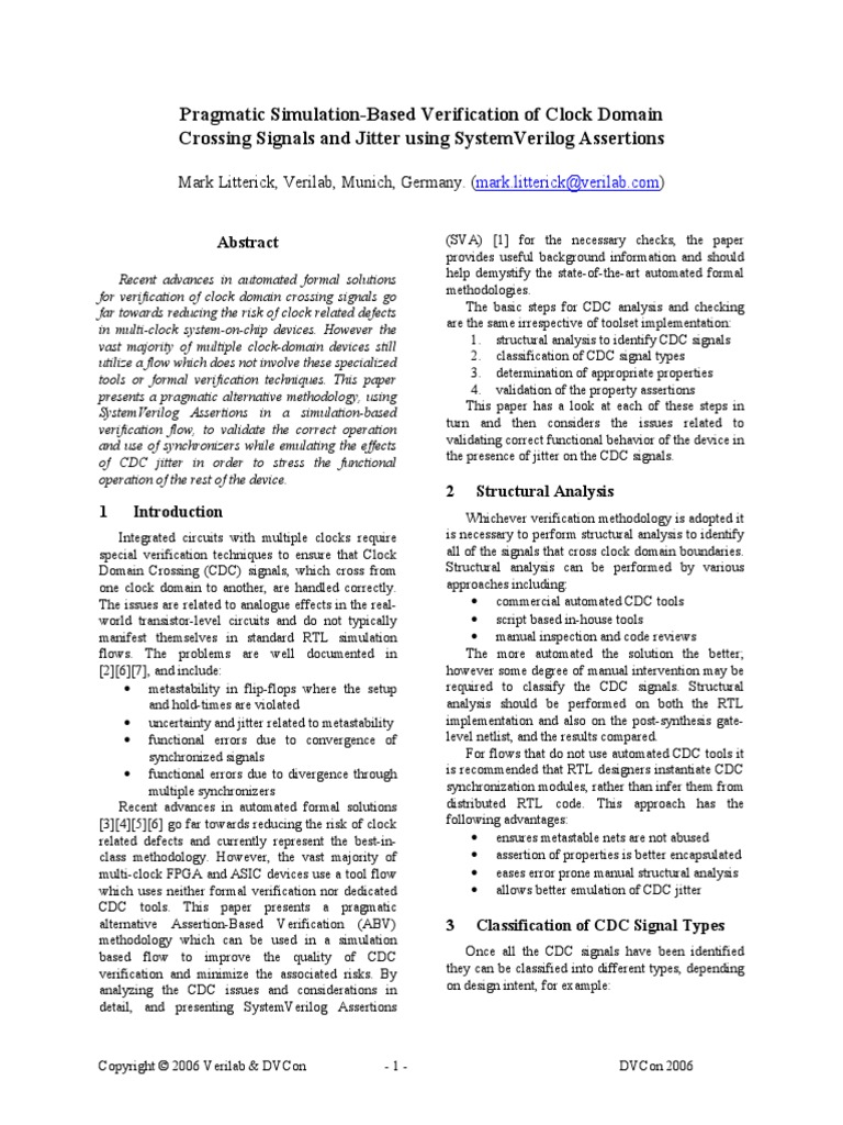 Sva CDC Paper Dvcon2006 | Download Free PDF | Formal Verification ...