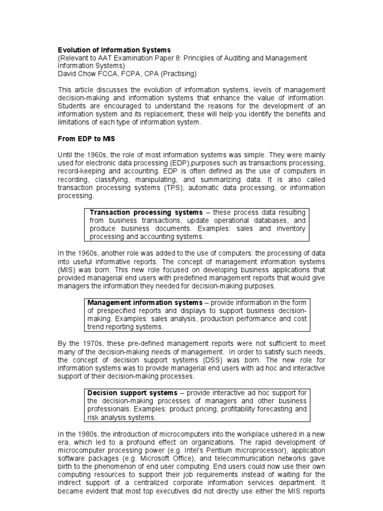 Mis Evolution | PDF | Data Warehouse | Information System