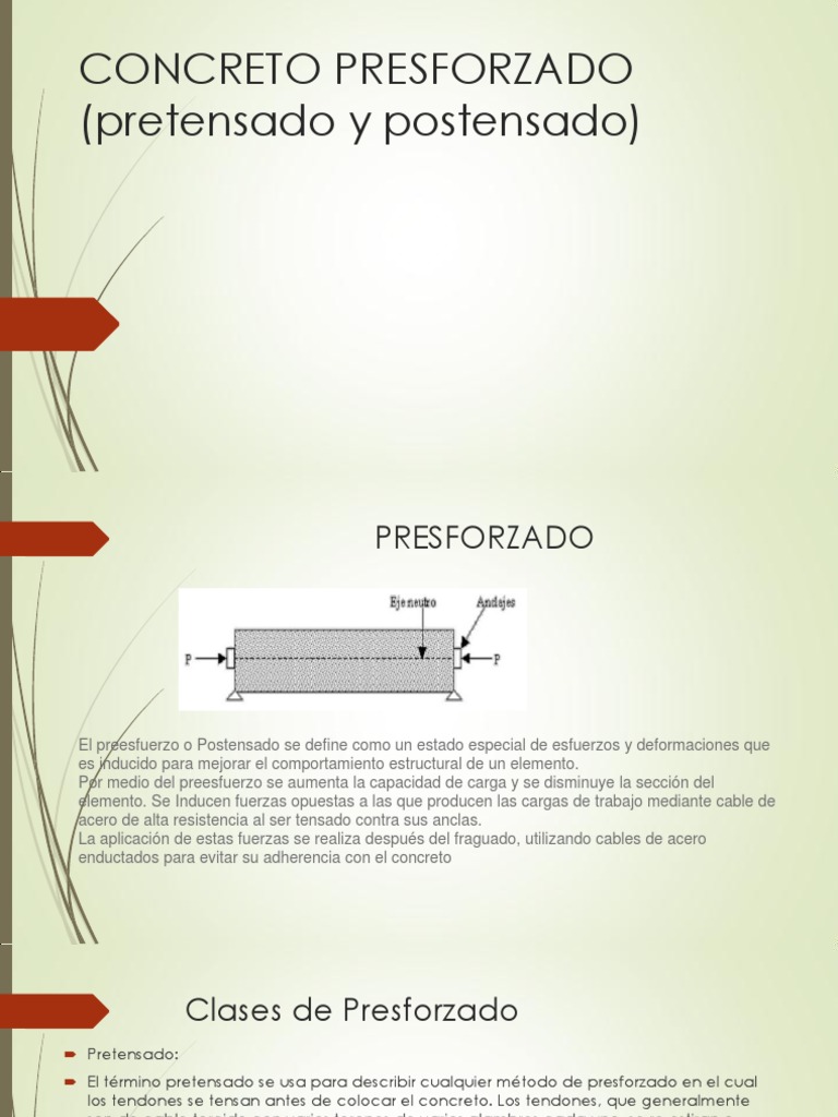 Concreto Presforzado Pretensado Y Postensado Pdf Hormigón