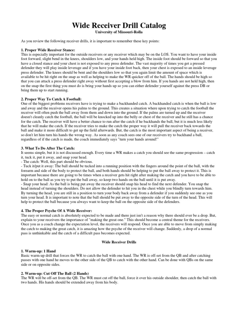 UMR WR Drill Catalog | PDF | Quarterback | Defender (Association Football)