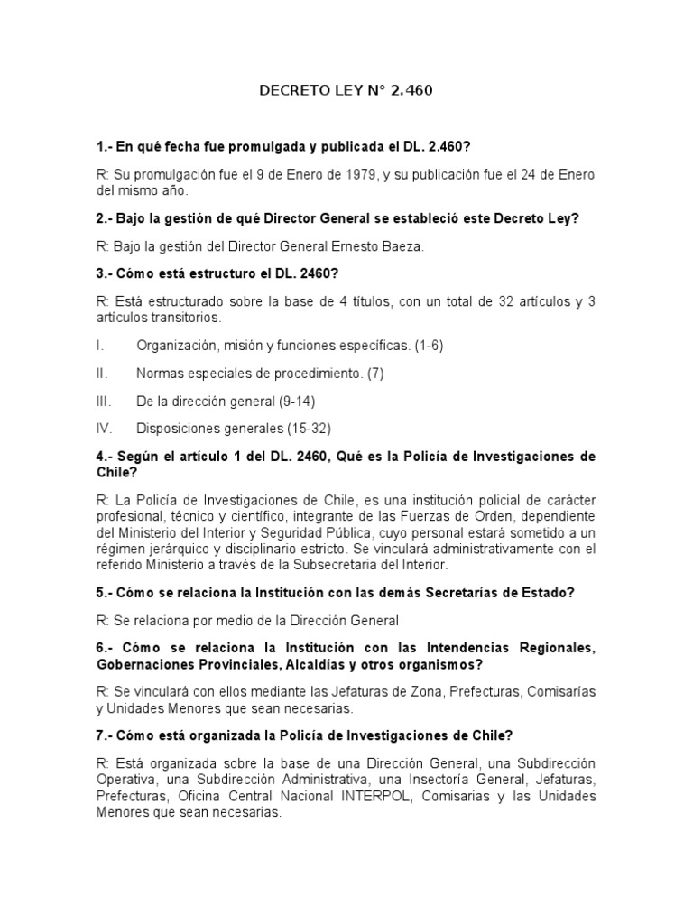 Decreto Ley 2460 | PDF | Policía | Gobierno