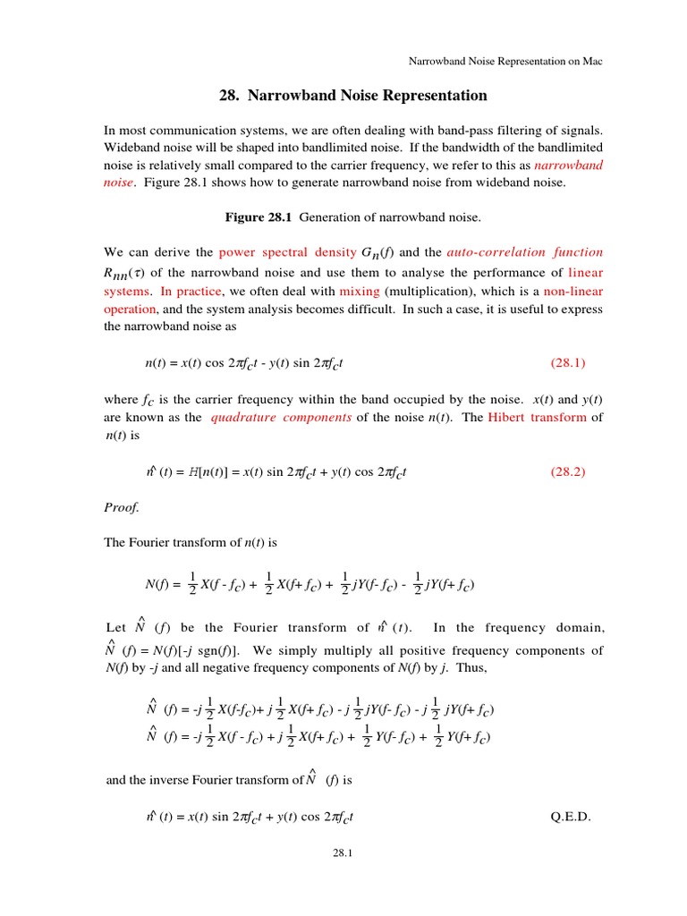 Lect NB Noise | Download Free PDF | Bandwidth (Signal Processing) | Normal Distribution