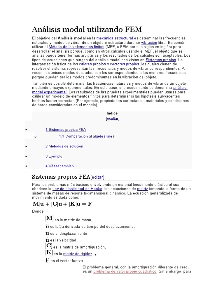 Análisis Modal con FEM en Estructuras | PDF | Conceptos matemáticos ...