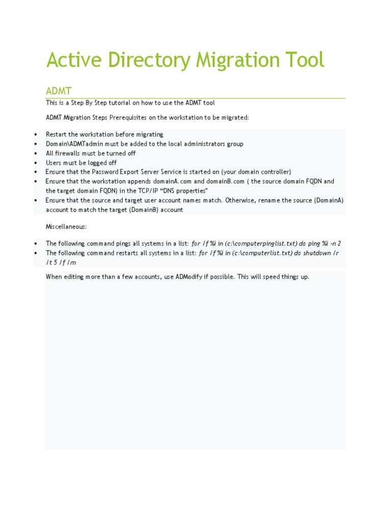 Active Directory Migration Tool Steps Guide | PDF | Active Directory | Domain Name