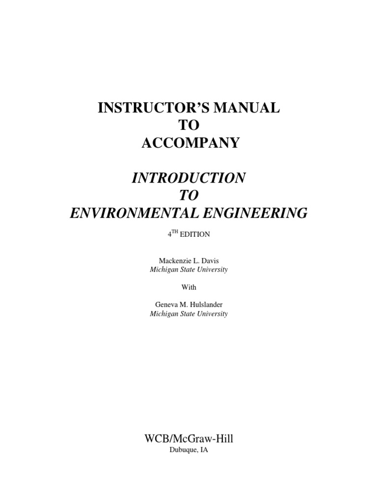 Instructor's Manual for Environmental Engineering | PDF | Water ...