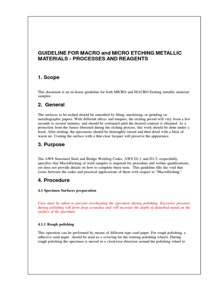 Guideline Macro Micro Etching | PDF | Steel | Abrasive