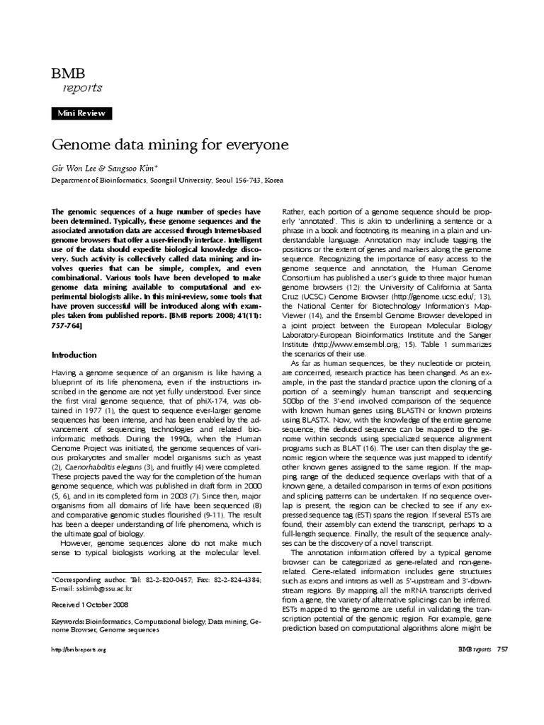 Genome Data Mining For Everyone: Reports | PDF | Bioinformatics | Gene