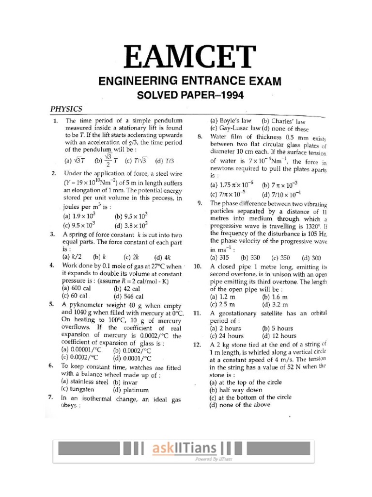 Eamcet 1994 | PDF