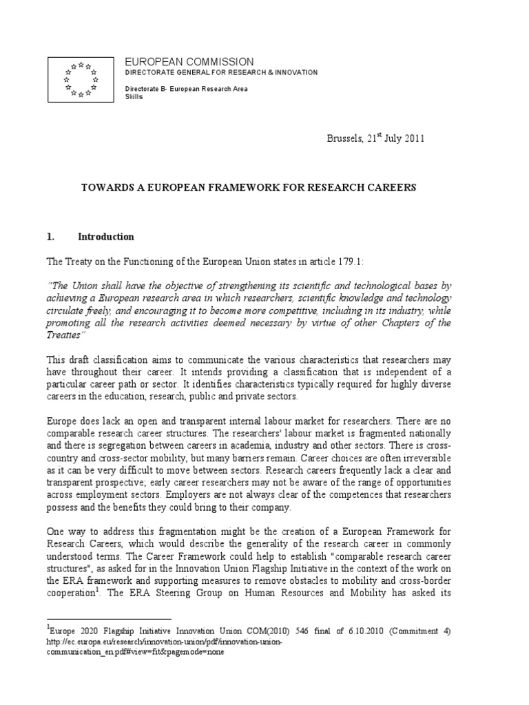Towards A European Framework For Research Careers Final | PDF ...