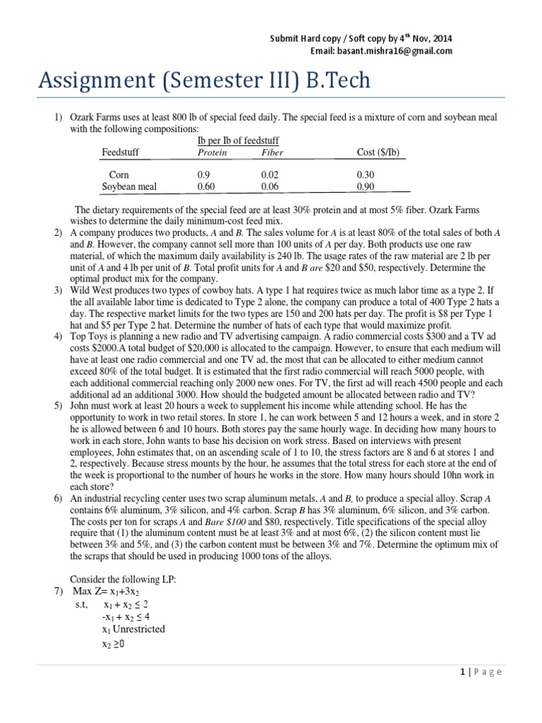 Assignment B Tech | PDF | Mathematical Optimization | Scrap