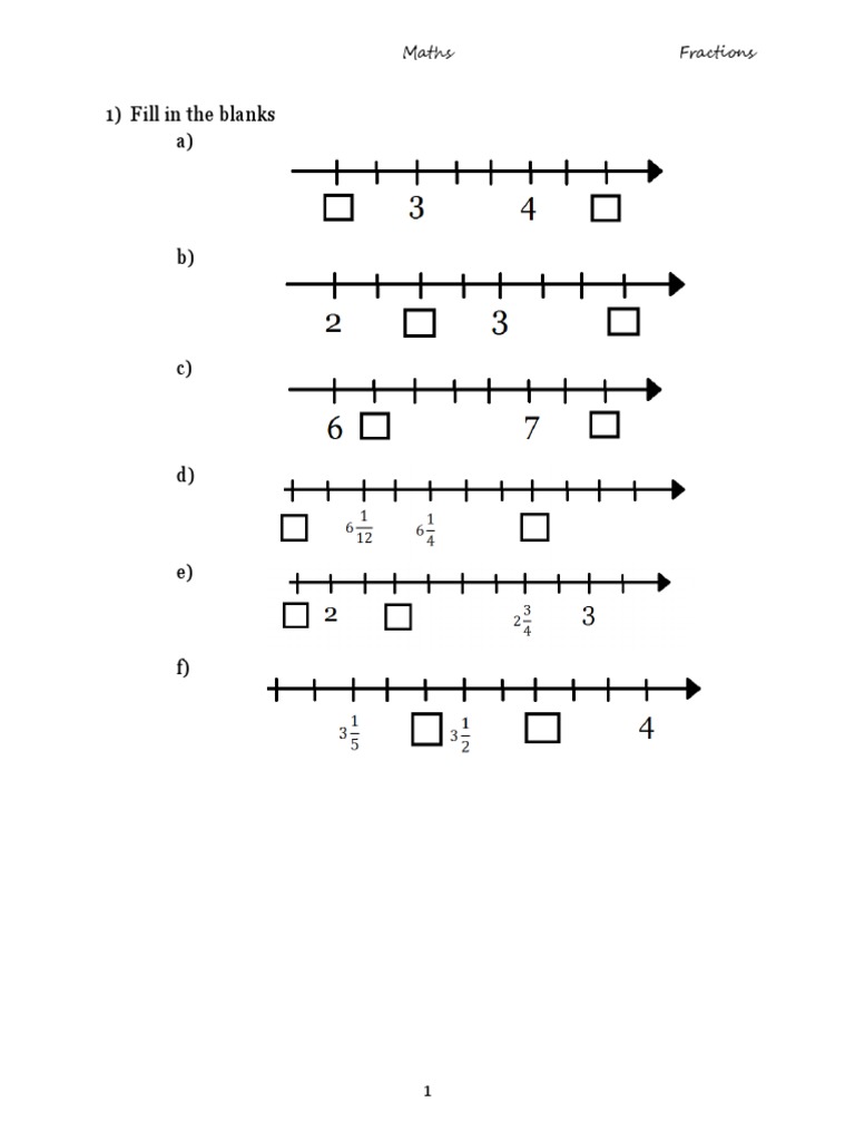 1) Fill in The Blanks A) : Maths Fractions | PDF | Leisure