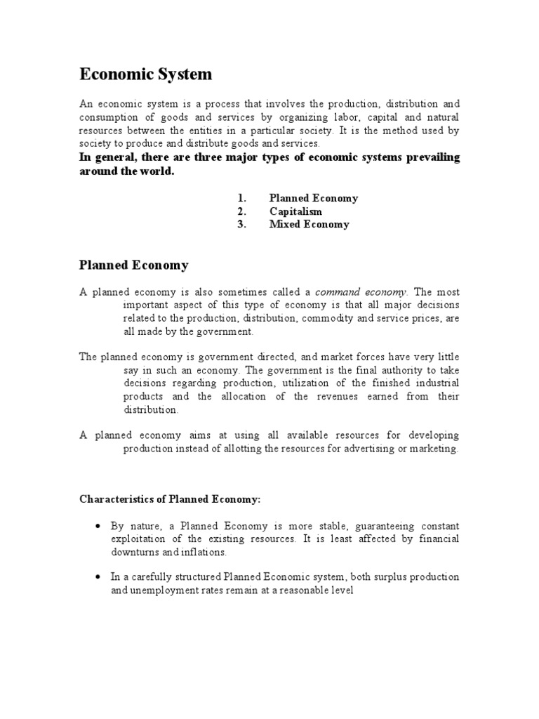 Economic System: Planned Economy | PDF | Economic System | Capitalism