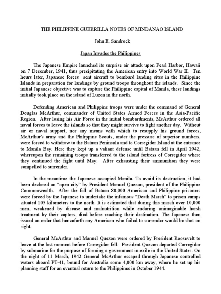 The Philippine Guerrilla Notes of Mindanao Island | PDF
