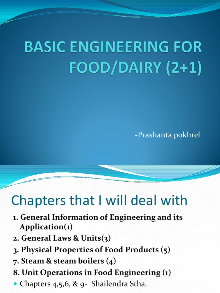 Basic Principles of Engineeing For Diploma Food Technology | PDF ...