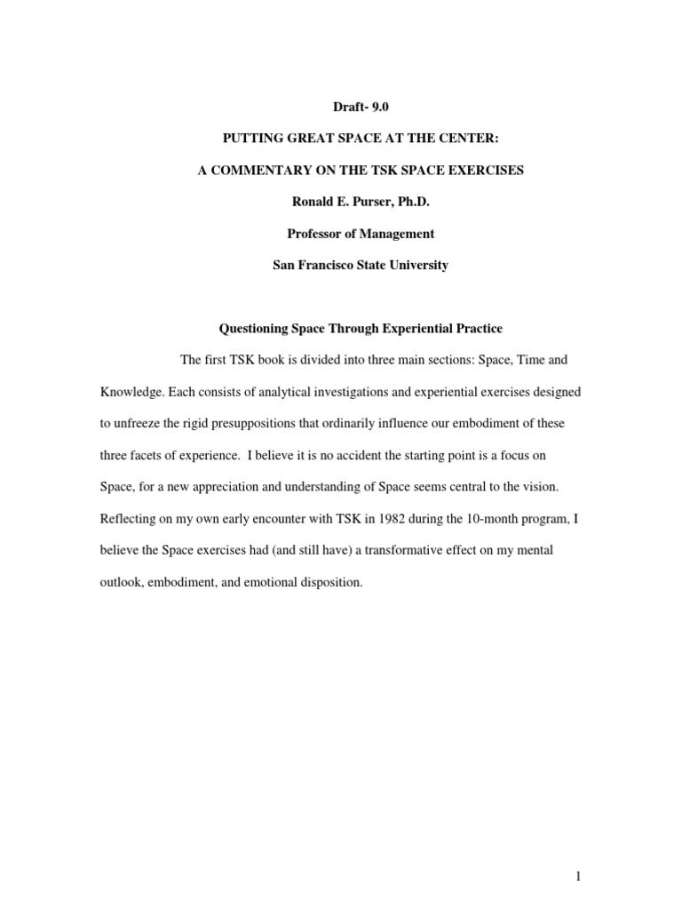 Ronald Purser - Exercises in Tarthang Tulku Book Space Time Knowledge ...