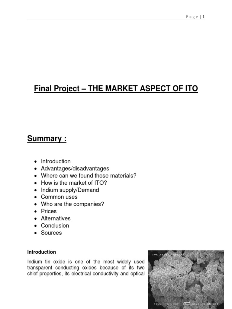 ITO Market Overview and Analysis | PDF | Atoms | Sets Of Chemical Elements