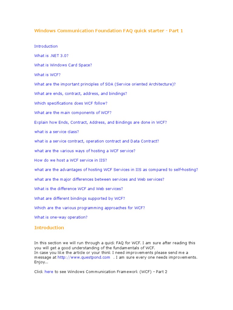 Wcf Part I Pdf Windows Communication Foundation Soap