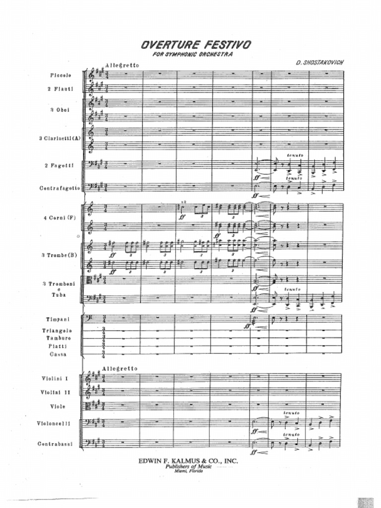 Shostakovich - Festive Overture Score | PDF