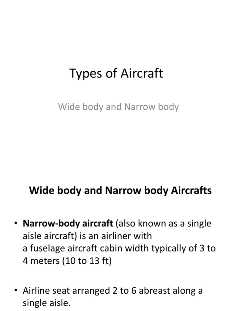 Types of Aircraft: Wide Body and Narrow Body | Download Free PDF ...