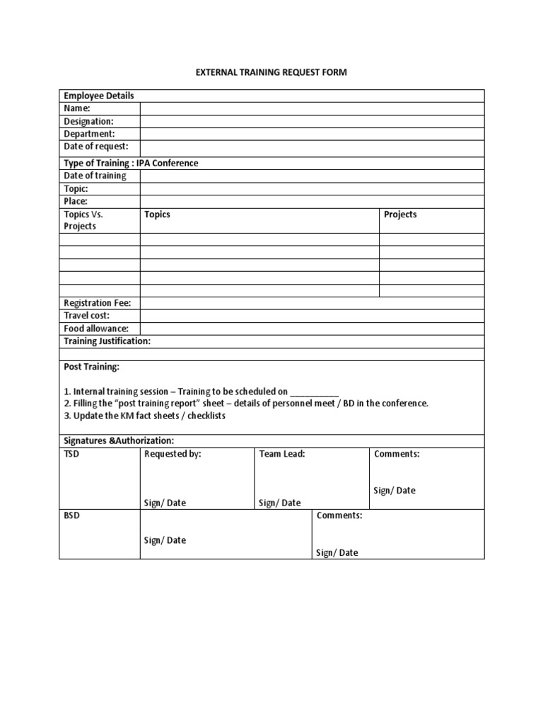 External Training Request Form | PDF | Career & Growth