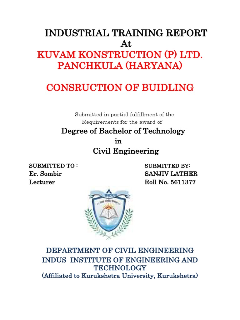 Industrial Training Report: Civil Engineering | PDF