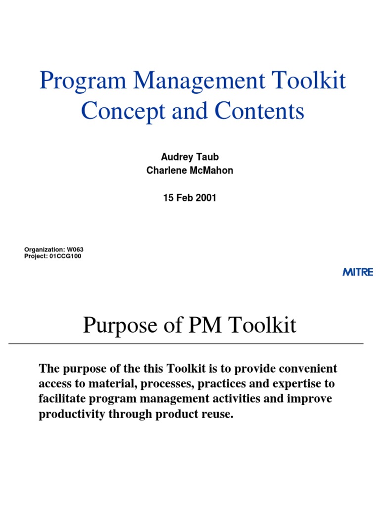 Program Management Toolkit Overview | PDF | Risk Management | Risk