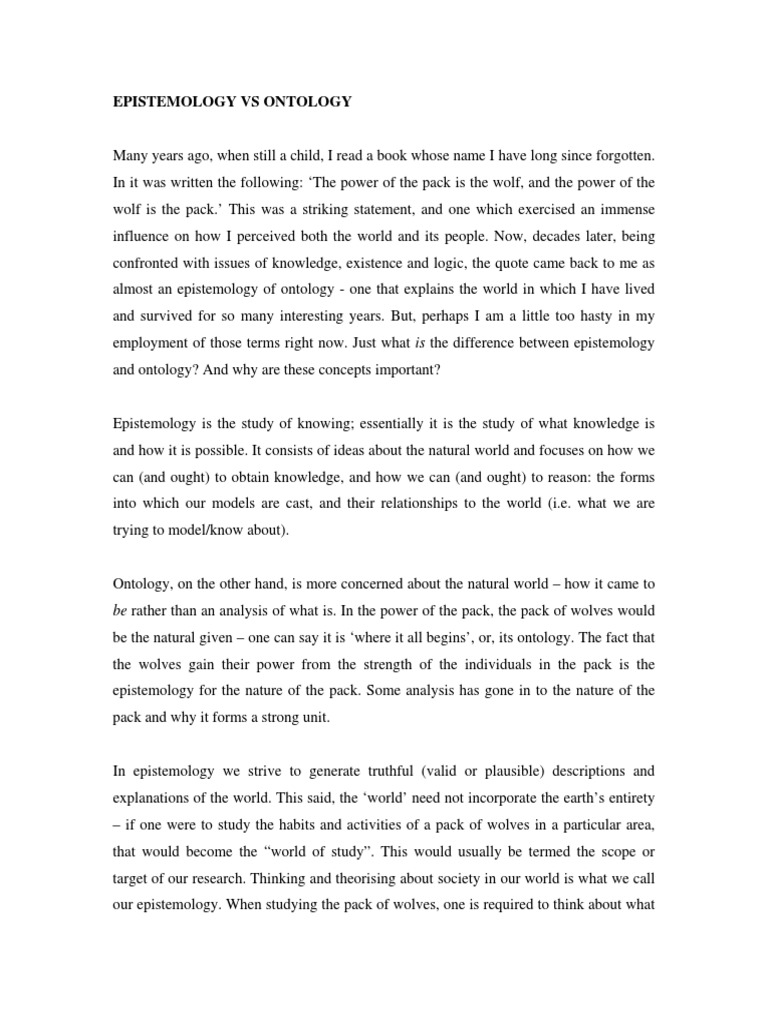 Epistemology Vs Ontology | PDF | Epistemology | Science