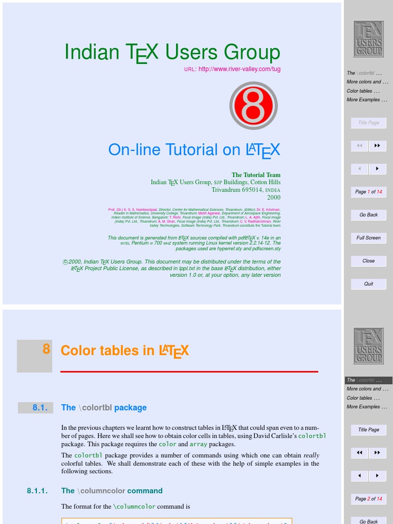 Indian TEX Users Group: On-Line Tutorial On L TEX | PDF | Magenta | Color