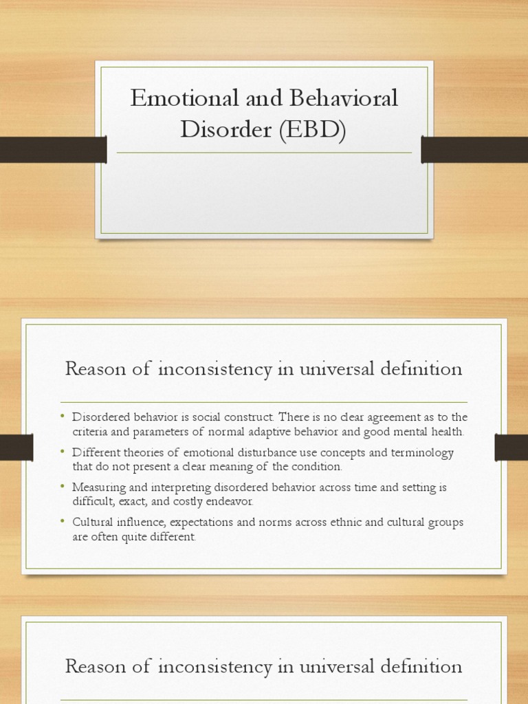 Behavioral and Emotional Disorder | PDF | Disability | Diagnostic And ...