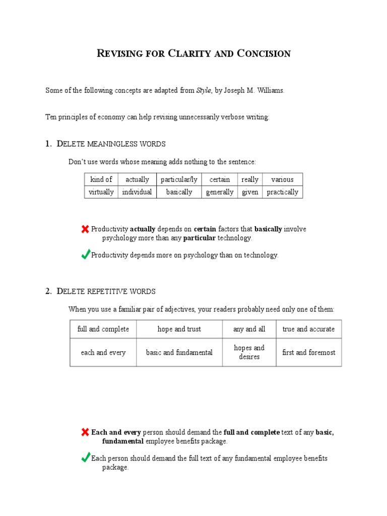 Clarity and Concision | PDF | Phrase | Grammar