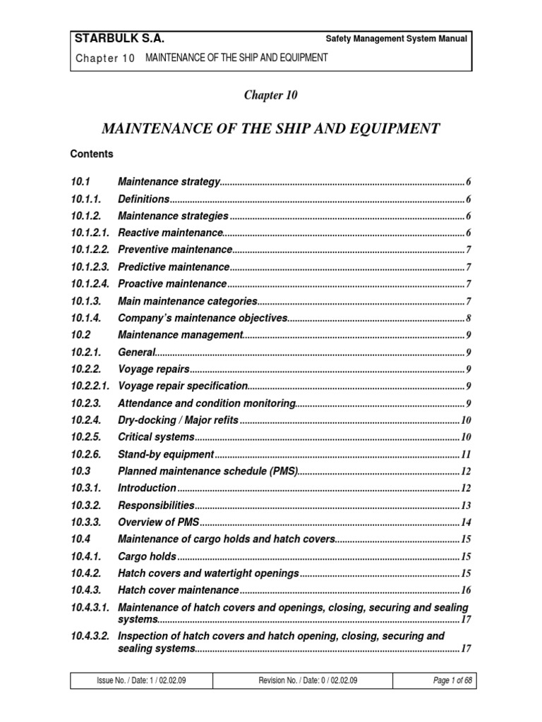Ch10 Maintenance of The Ship and Equipment Revised CH 10 | PDF ...