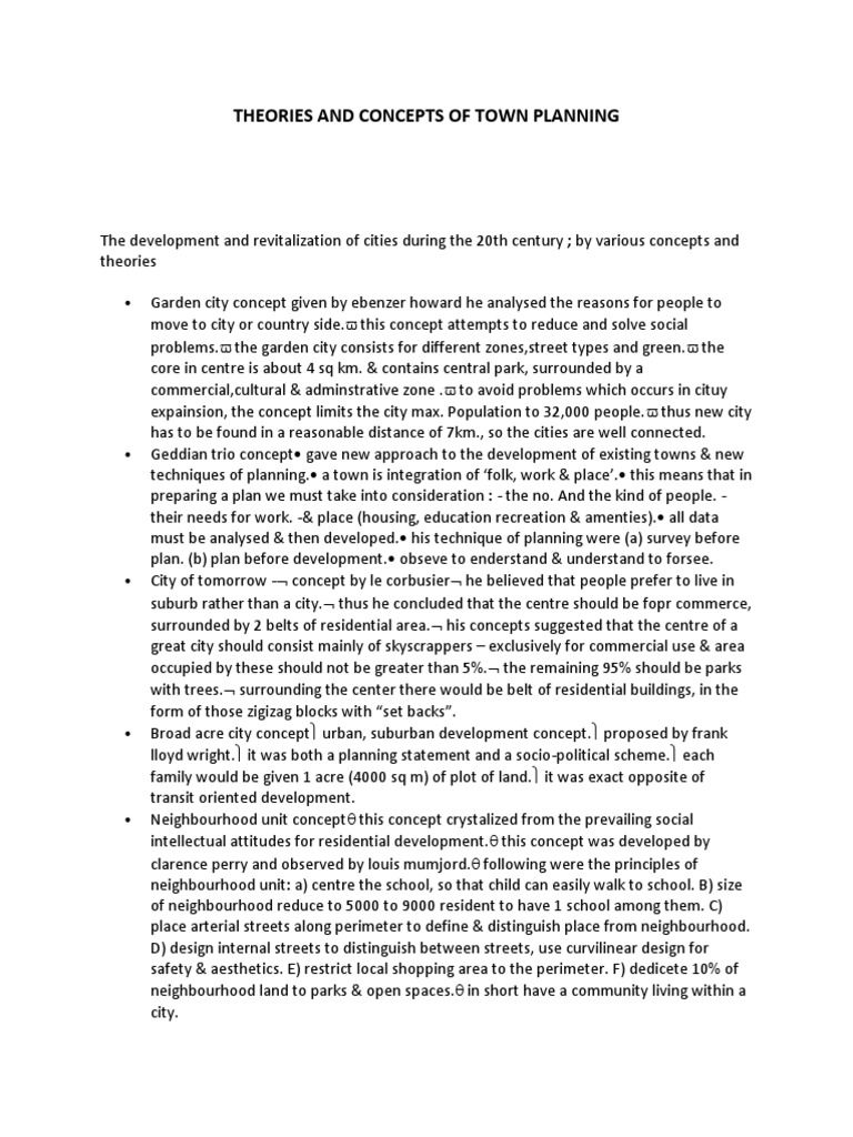 Town Planning Theories Overview | PDF