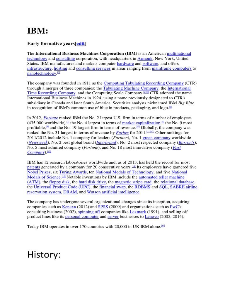 History:: Early Formative Years | PDF | Ibm | Computer Hardware