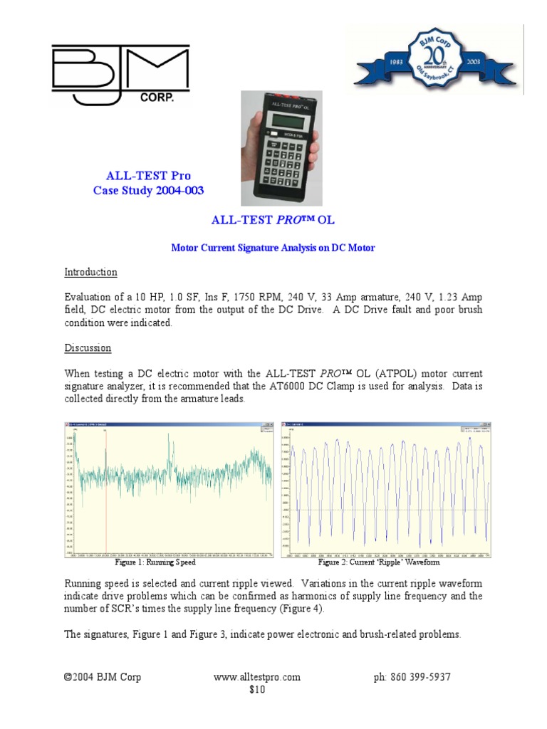 Motor Current Signature Analysis On DC Motor 2 | PDF