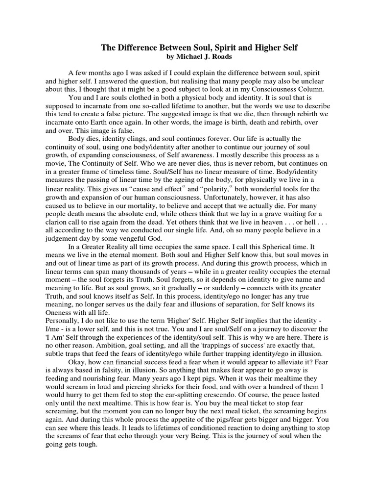 The Difference Between Soul | PDF | Self | Soul