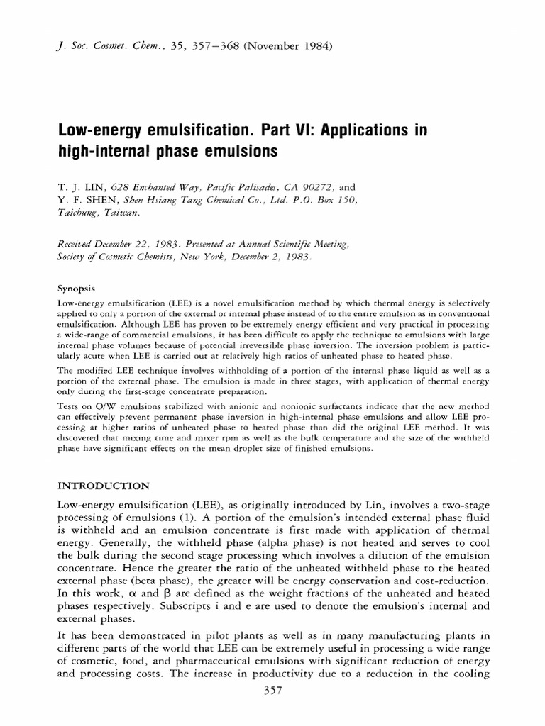 Low-Energy Emulsification - Applications in High Internal Phases ...