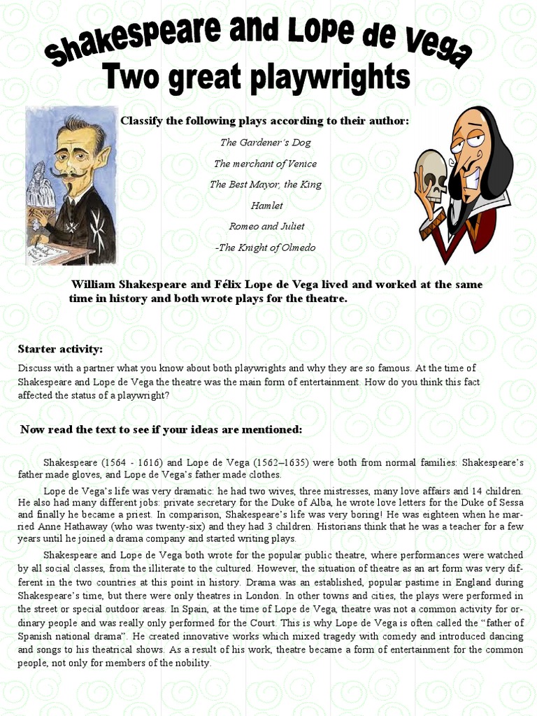 Shakespeare and Lope Worksheet | PDF | Play (Theatre) | Theatre