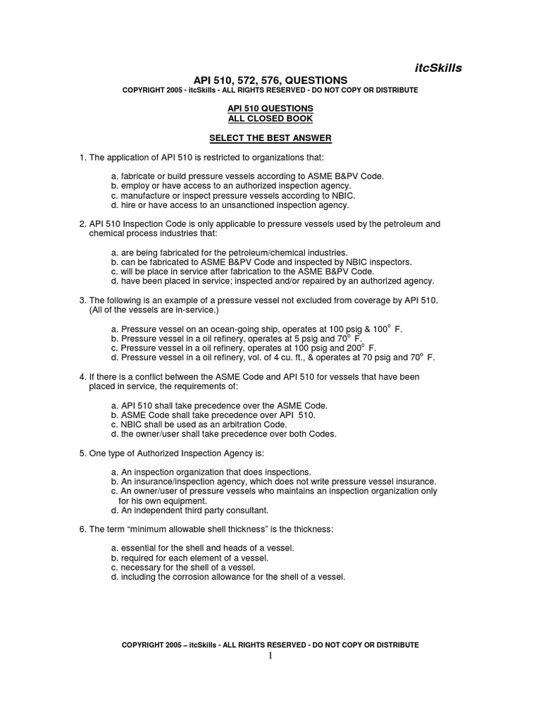 API 510 572 576 Questions Answers | PDF | Valve | Corrosion