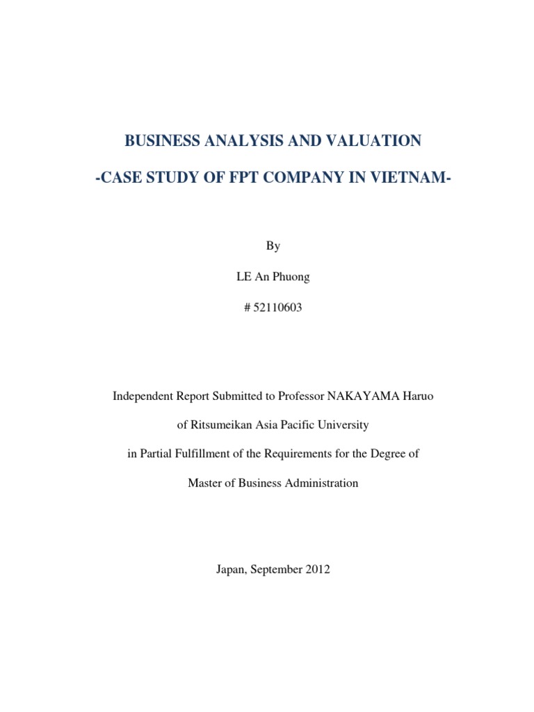 Business Analysis and Valuation - Case Study of FPT Company in Vietnam | PDF | Discounted Cash ...