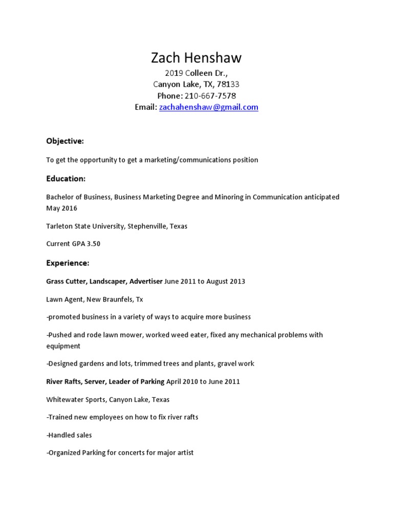 Resume Zach Henshaw | PDF