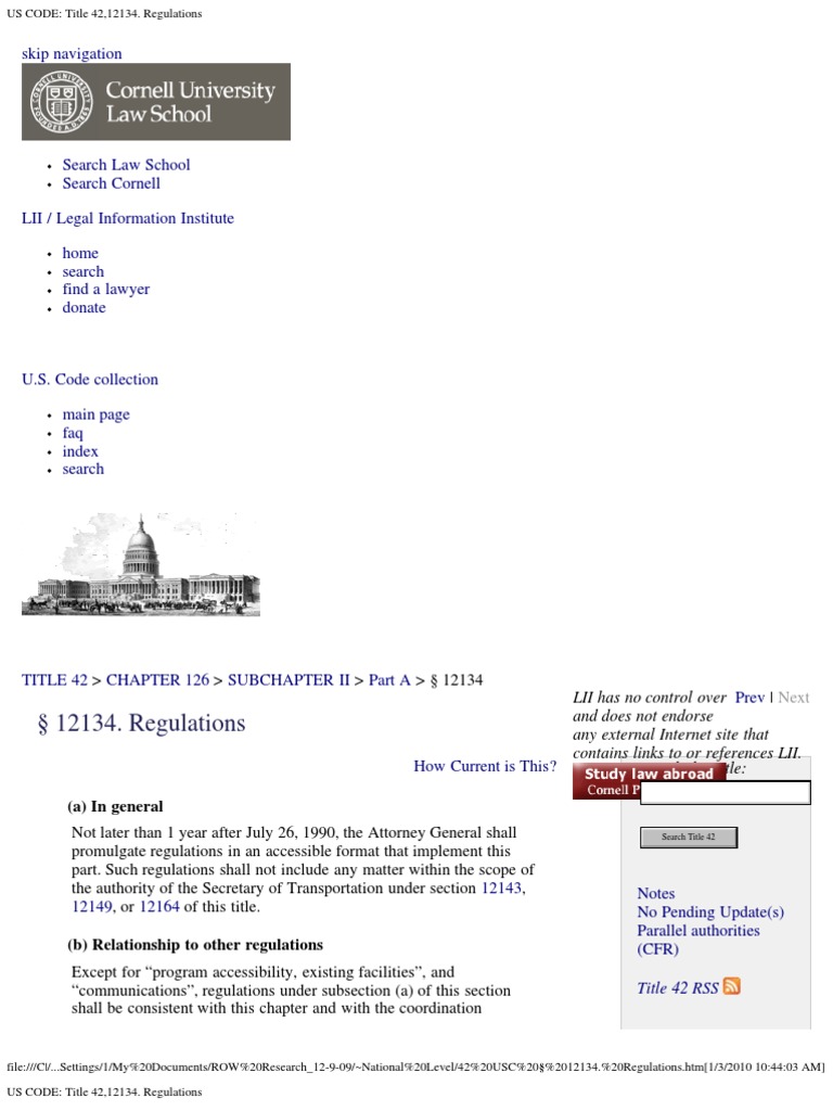 42 Usc 12134 | PDF | United States Code | Code Of Federal Regulations