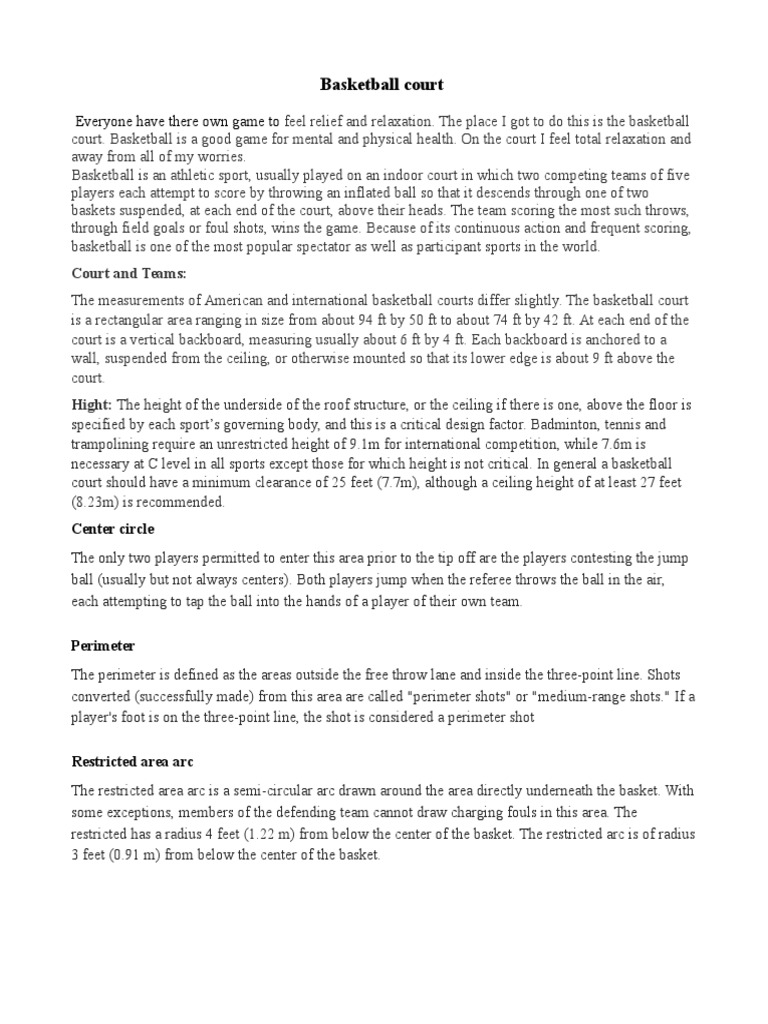 Basketball Court: Everyone Have There Own Game To | PDF | Athletic ...