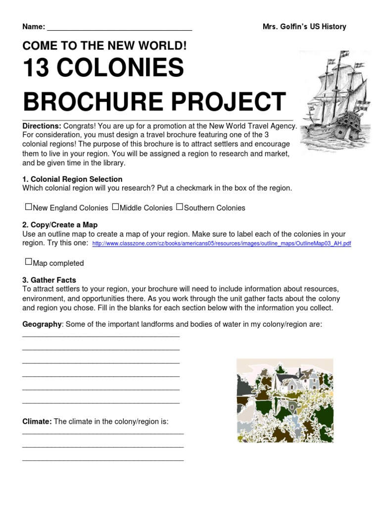 13 Colonies Travel Brochure Project | PDF | Rubric (Academic) | Map