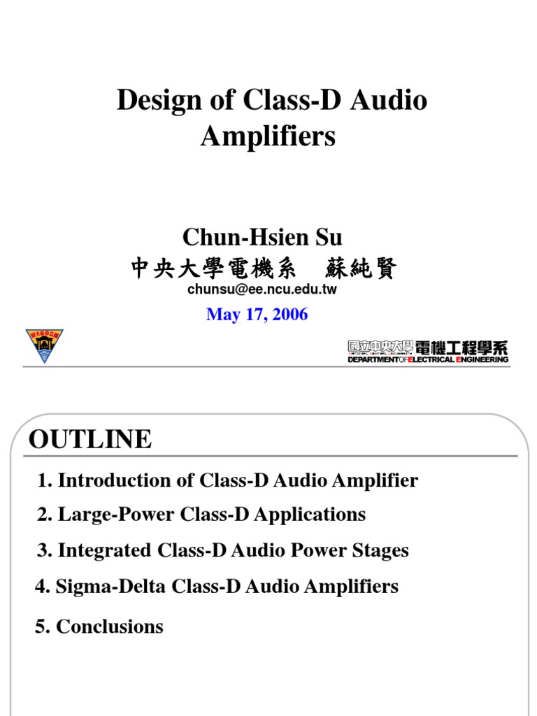 Design of Class-D Audio Amplifiers | PDF | Field Effect Transistor ...